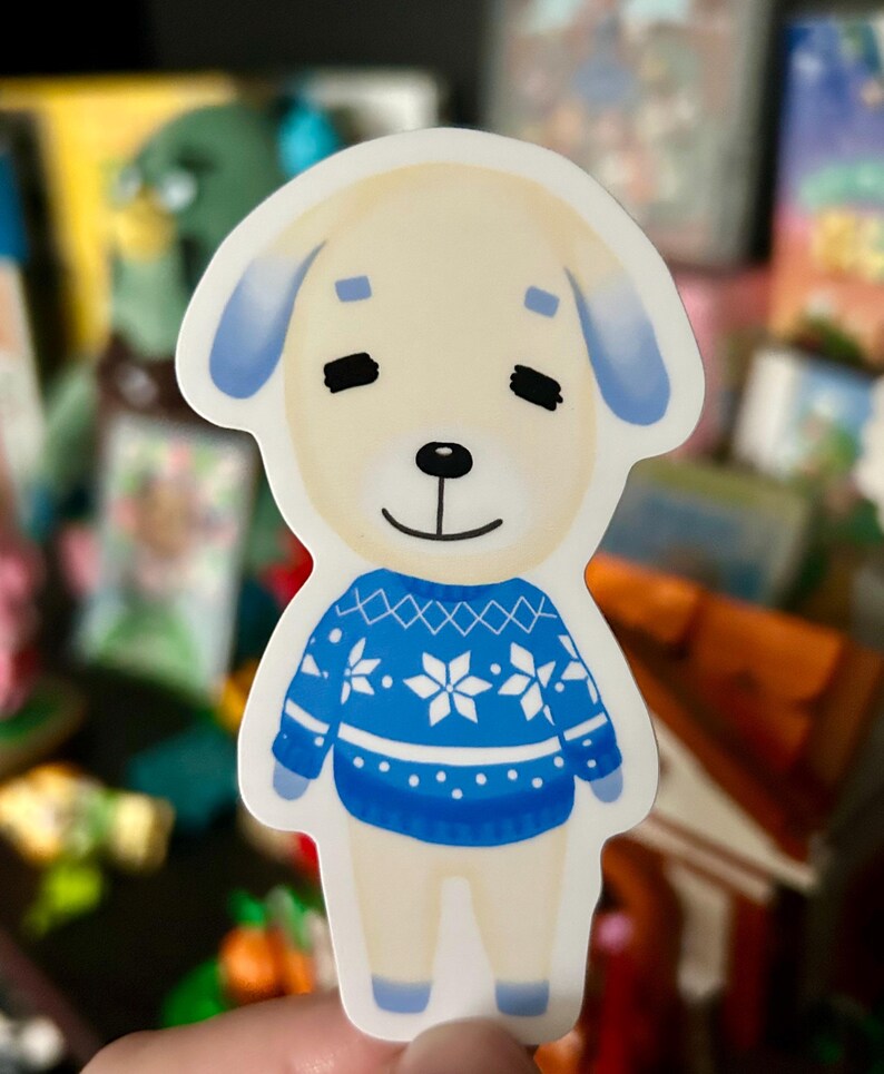 Daisy ACNH Sticker / Video Game Dog / Dog Wearing Sweater / Fuzzy Dog ...