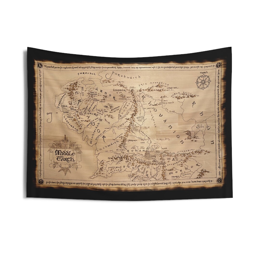 Lotr Map Indoor Wall Tapestry, Lord of the Rings Map Tapestry, Lord of ...