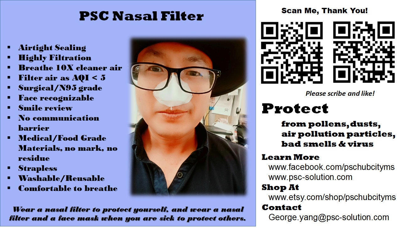 PSC Nasal Filters/nose Masks, HEPA and Charcol to Fight Toxic Particles ...