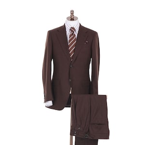 Brown Suit | Custom Photo Collage Lining Available | Made to Order ...