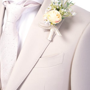 Cream Wedding Suit | Custom Photo Collage Lining Available | Made to ...