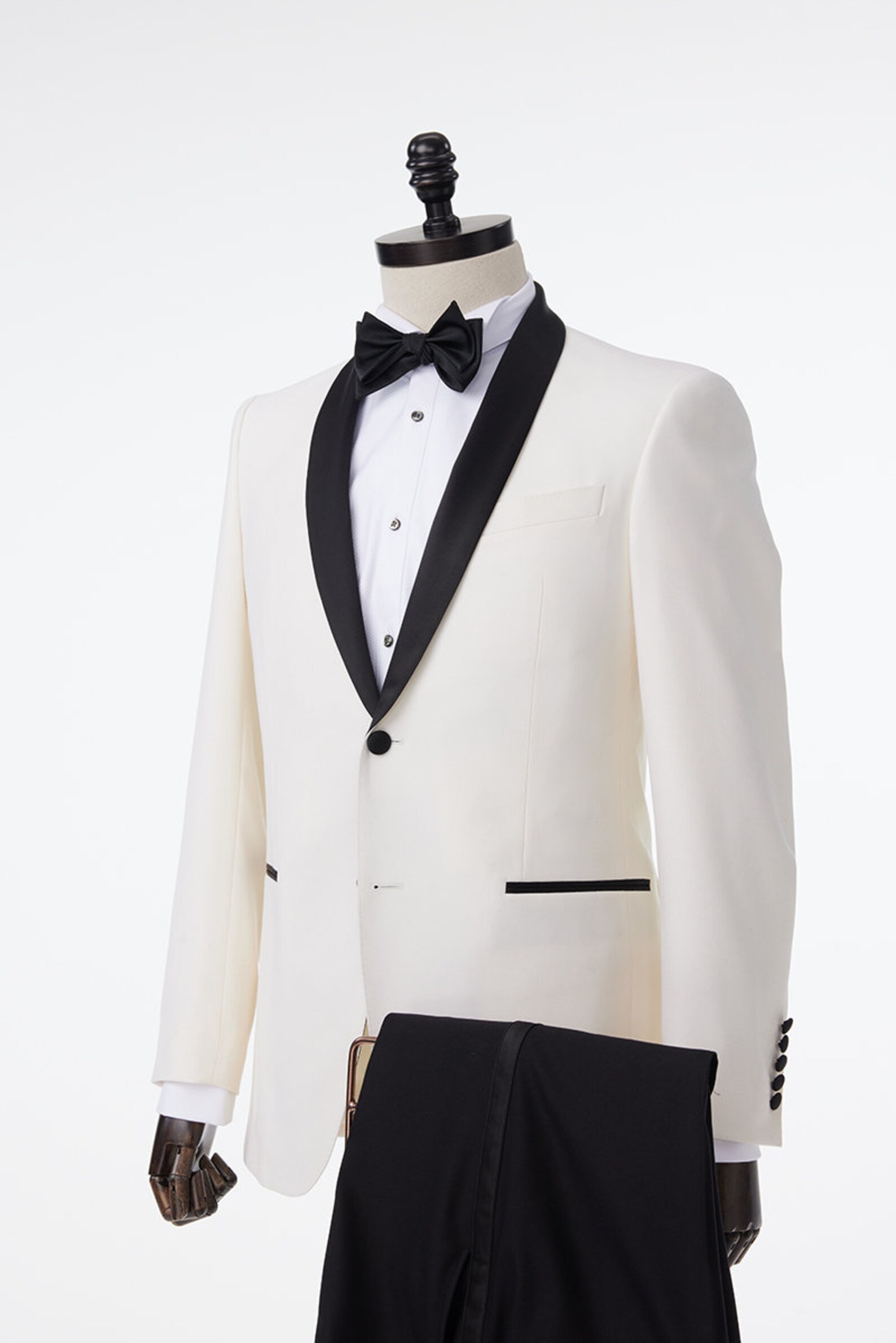 Ivory Shawl Lapel Tuxedo | Custom Photo Collage Lining Available | Made ...