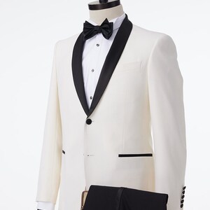 Ivory Shawl Lapel Tuxedo | Custom Photo Collage Lining Available | Made ...