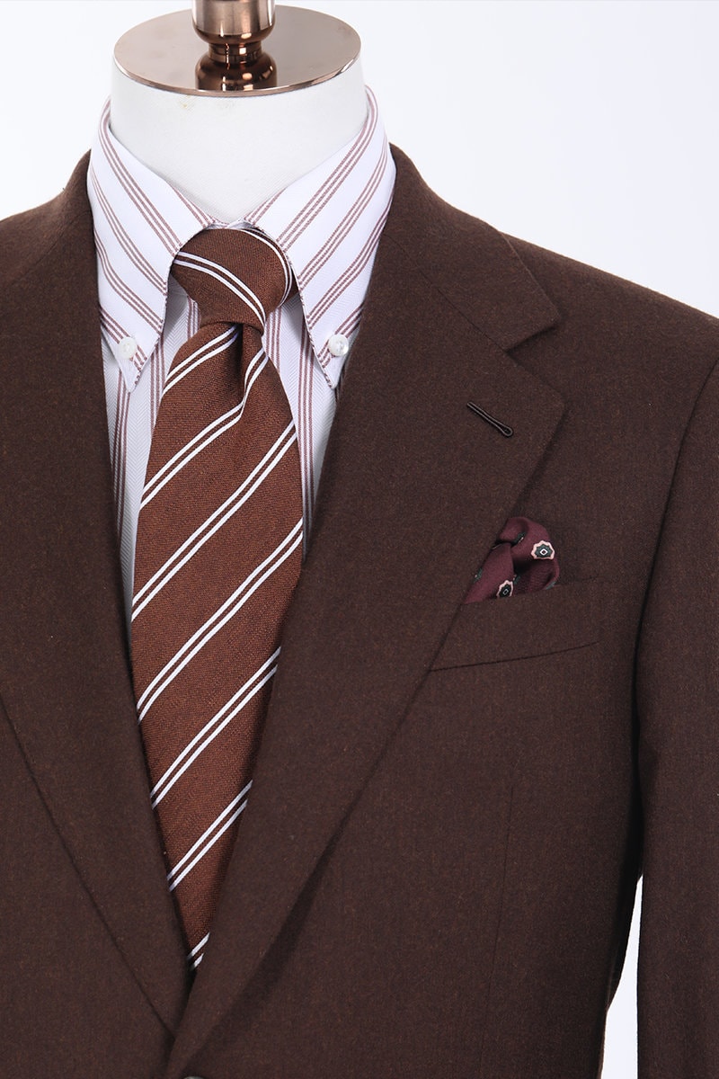 Brown Suit | Custom Photo Collage Lining Available | Made to Order ...