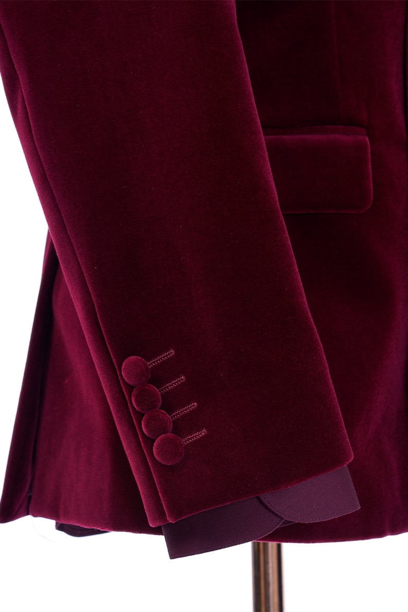 Burgundy Red Velvet Tuxedo Custom Photo Collage Lining Available Made ...