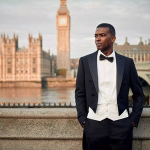 Black Tail Tuxedo | Custom Photo Collage Lining Available | Made to ...