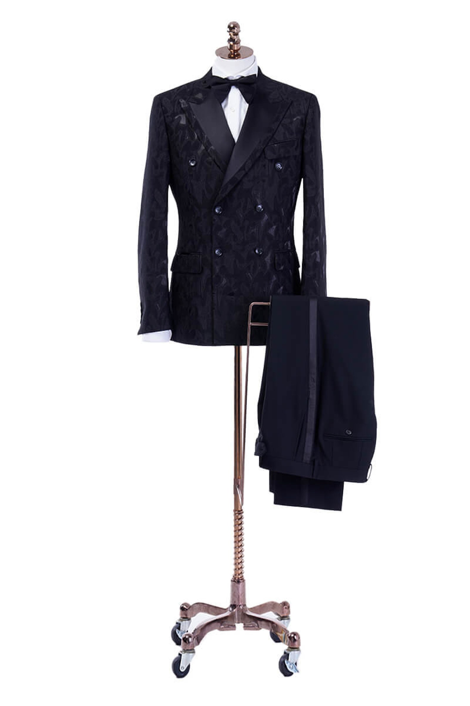 Black Embroidered Tuxedo | Custom Photo Collage Lining Available | Made ...