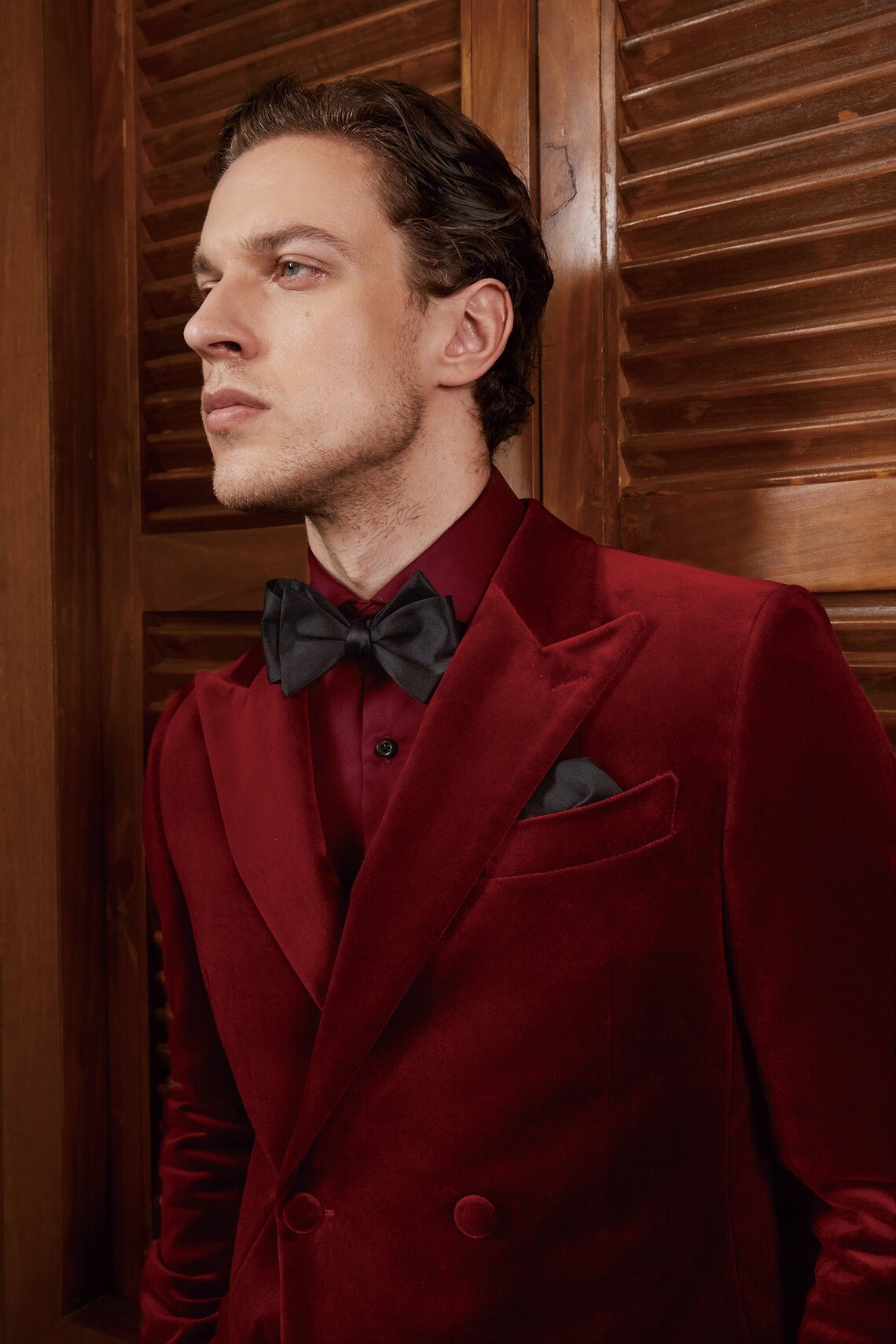 Burgundy Red Velvet Tuxedo Custom Photo Collage Lining Available Made ...