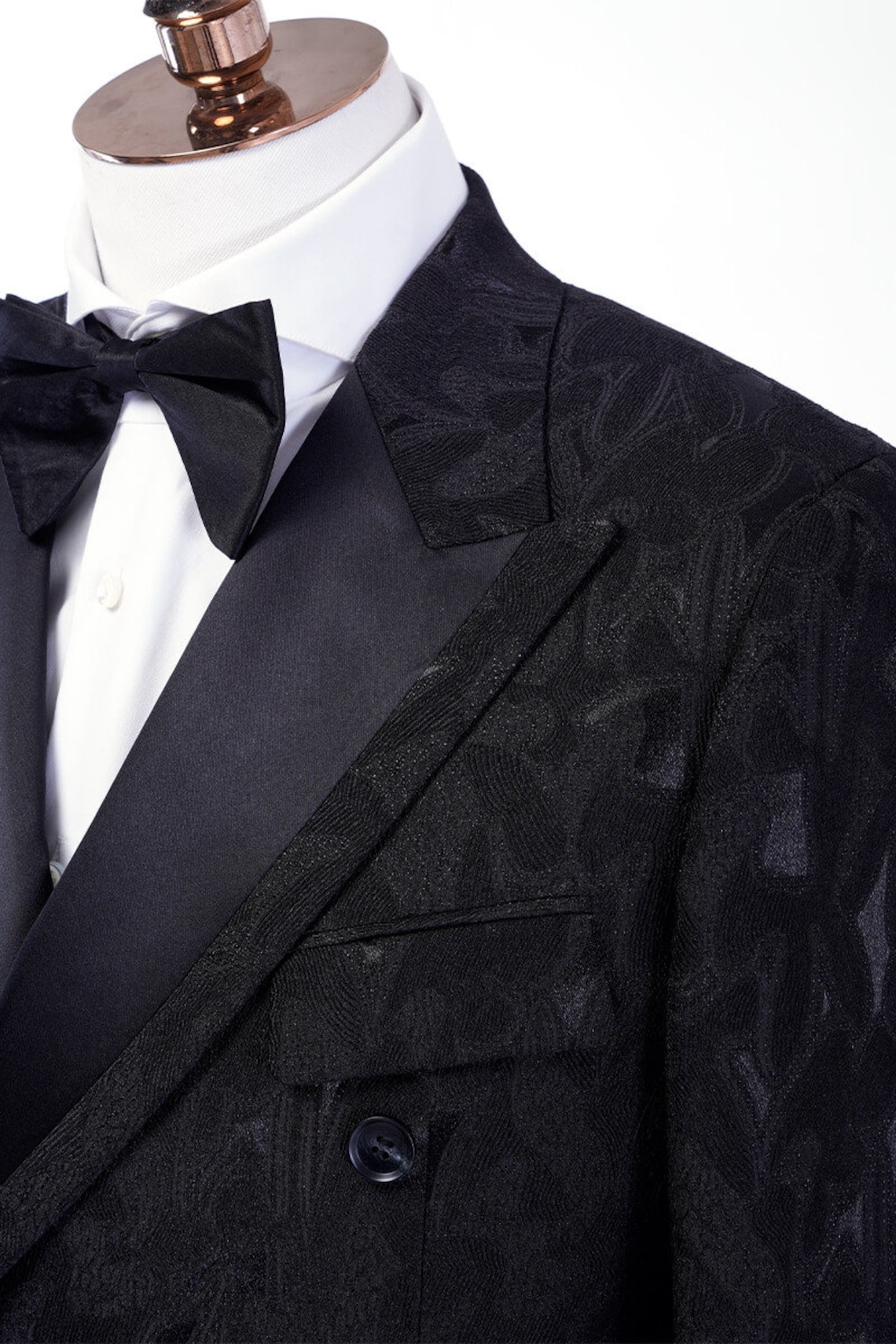 Black Embroidered Tuxedo | Custom Photo Collage Lining Available | Made ...