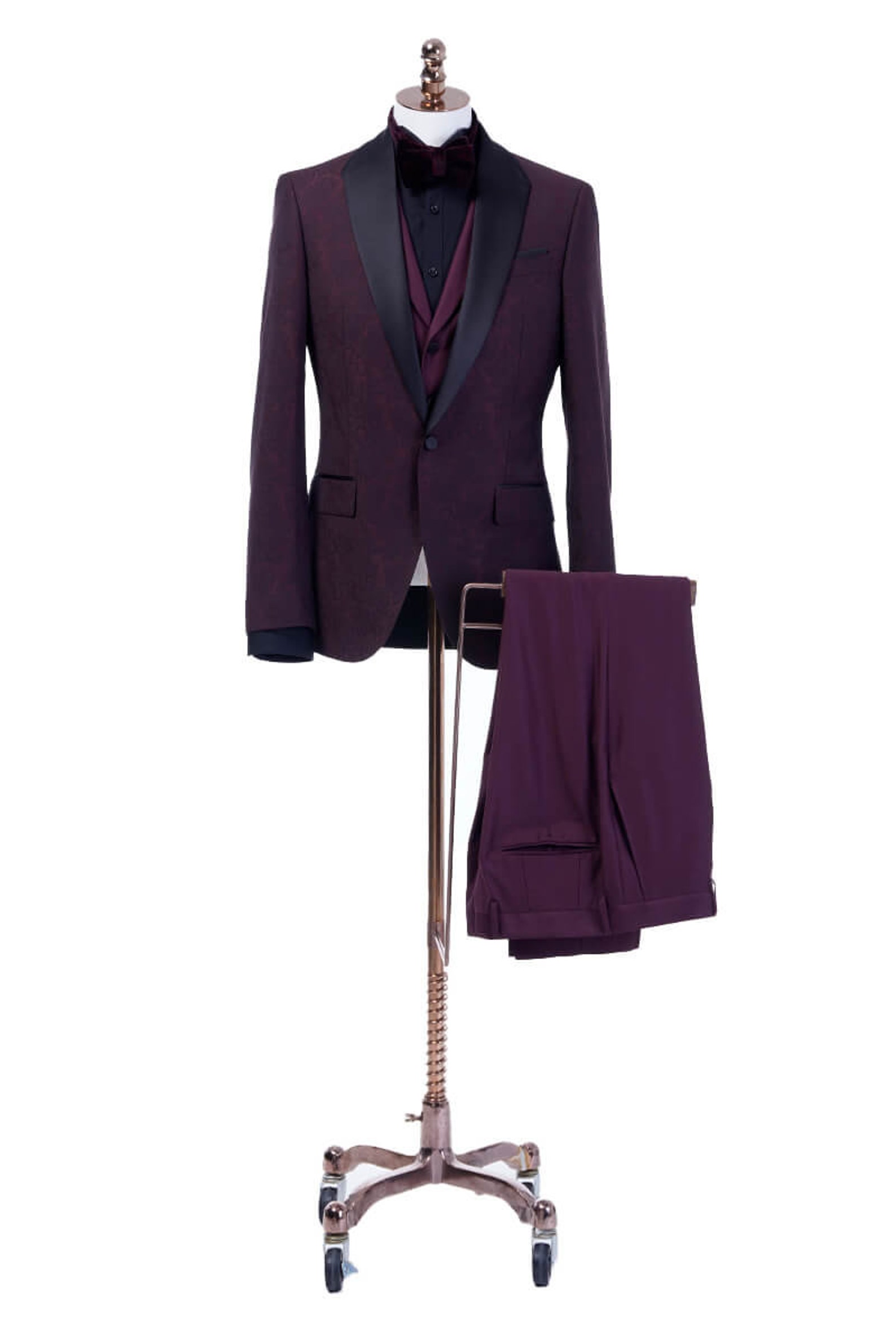 Burgundy Embroidered Tuxedo Custom Photo Collage Lining Available Made ...