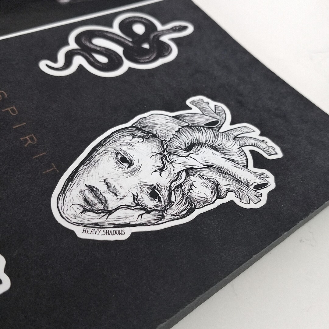 Sad Face, Anatomical Human Heart - Matte and Waterproof Vinyl Sticker ...