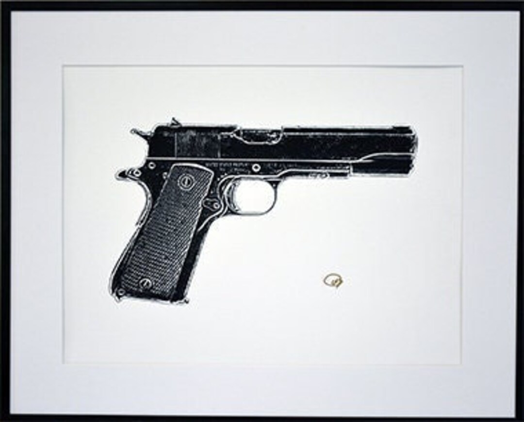 1942 Colt 1911 Pistol M1911/A1 Silkscreened Painting on Linen Paper ...