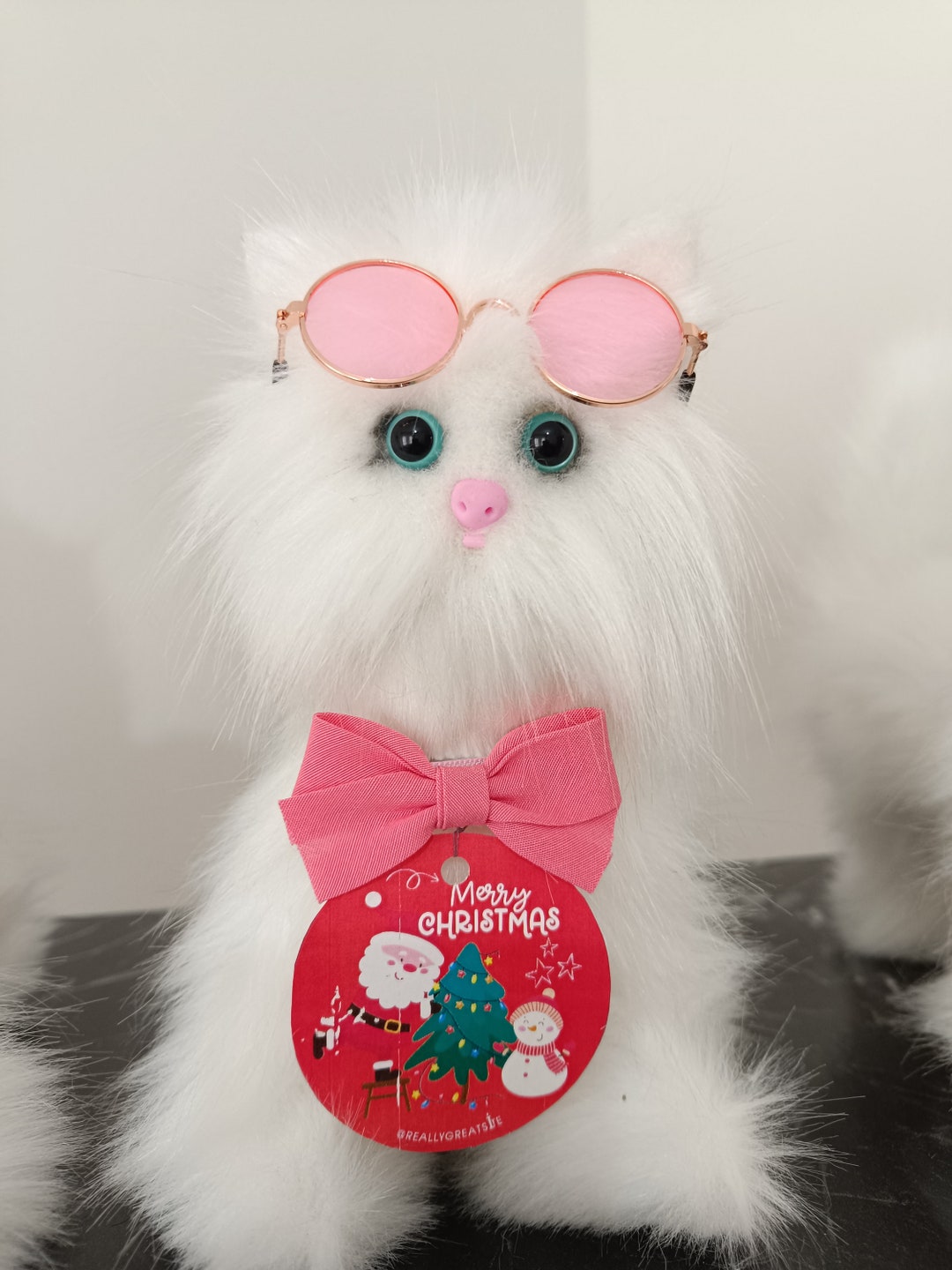 Lifelike Cat Realistic Cat Plush Cat Cat With Glasses Cute Kitten ...