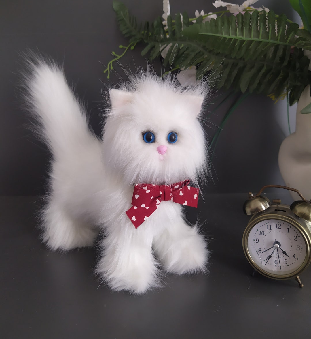 Handmade Plush Cute Cat Realistic Stuffed Animal Plush Toy Animal Decor ...
