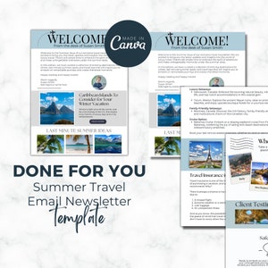 Editable Travel Newsletter Canva Templates - Done for You With Copy for ...