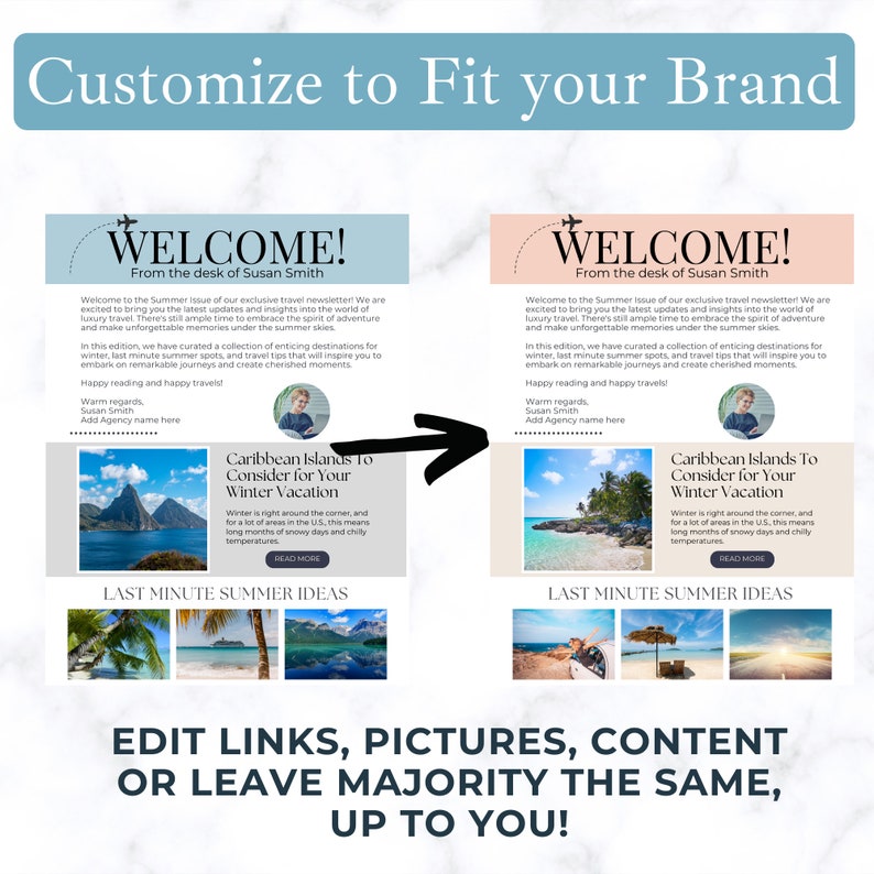Editable Travel Newsletter Canva Templates - Done for You With Copy for ...