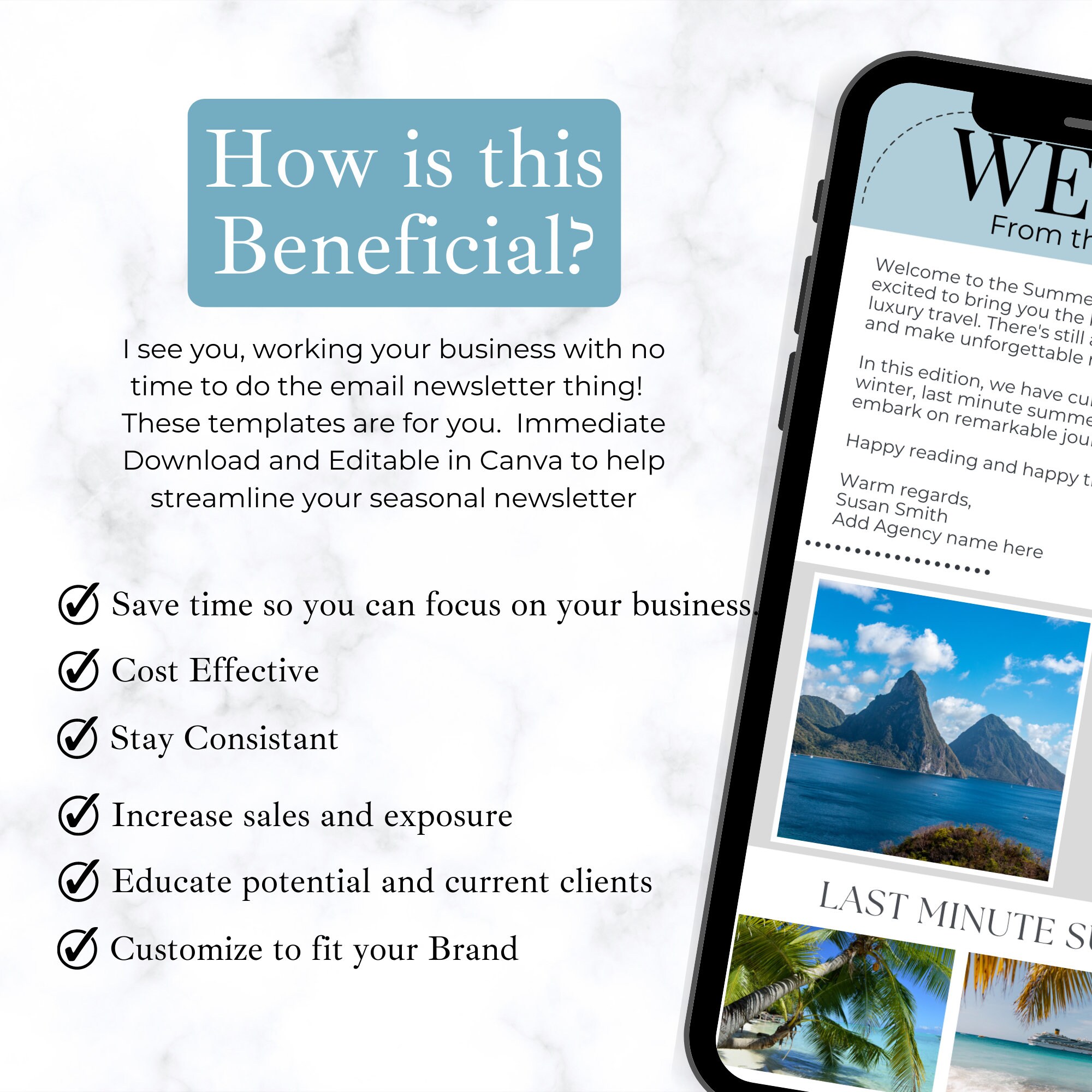 Editable Travel Newsletter Canva Templates - Done for You With Copy for ...