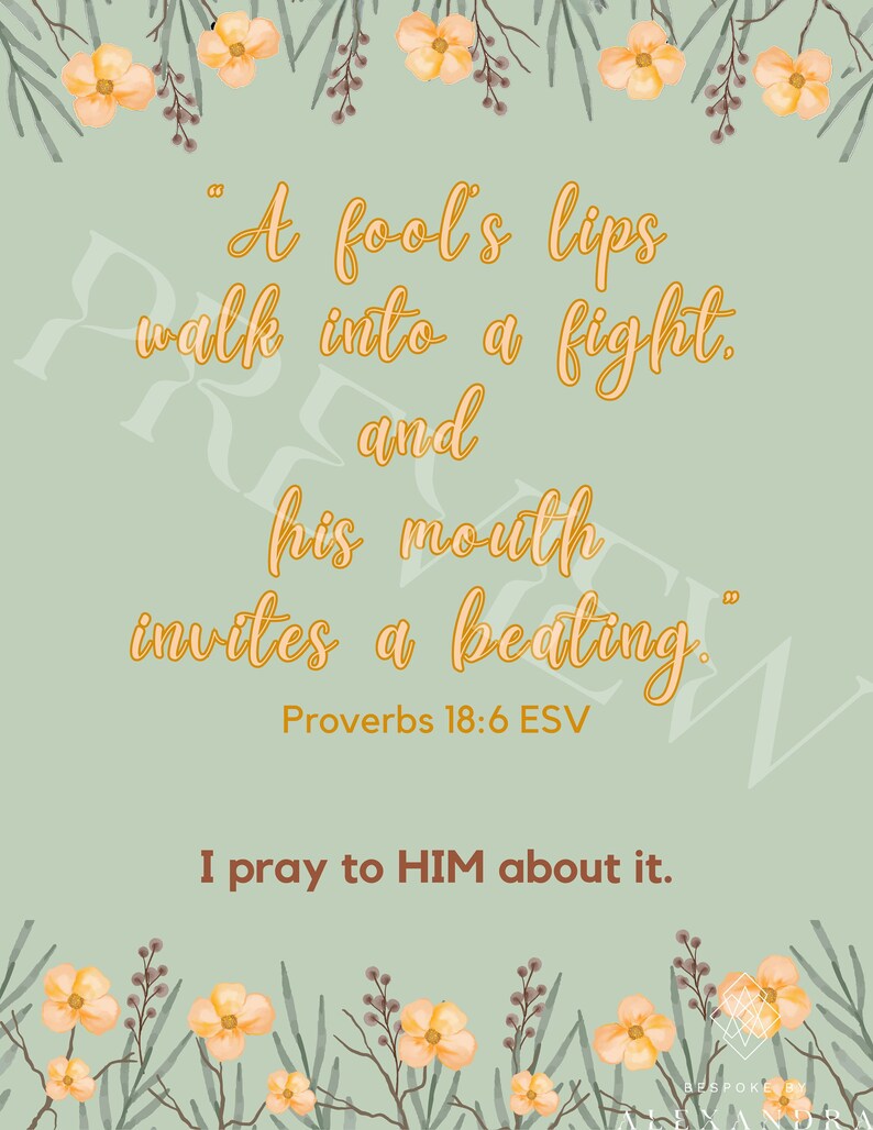 Proverbs 18:6 ESV Bible Verse Wall Art, Typography Christian Art Print ...