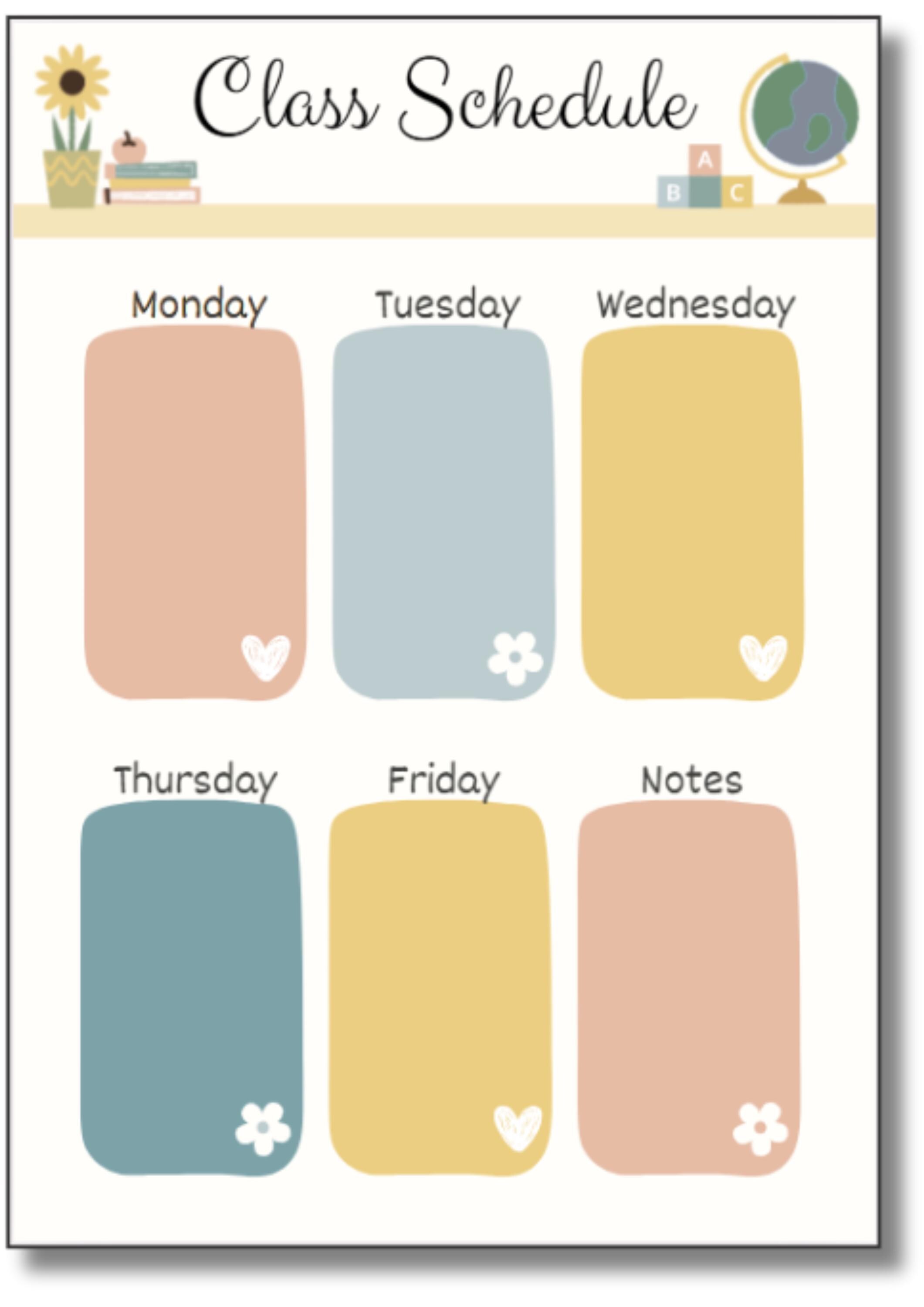 Weekly Class Schedule Template: Pastel Student Planner (printable) - Etsy