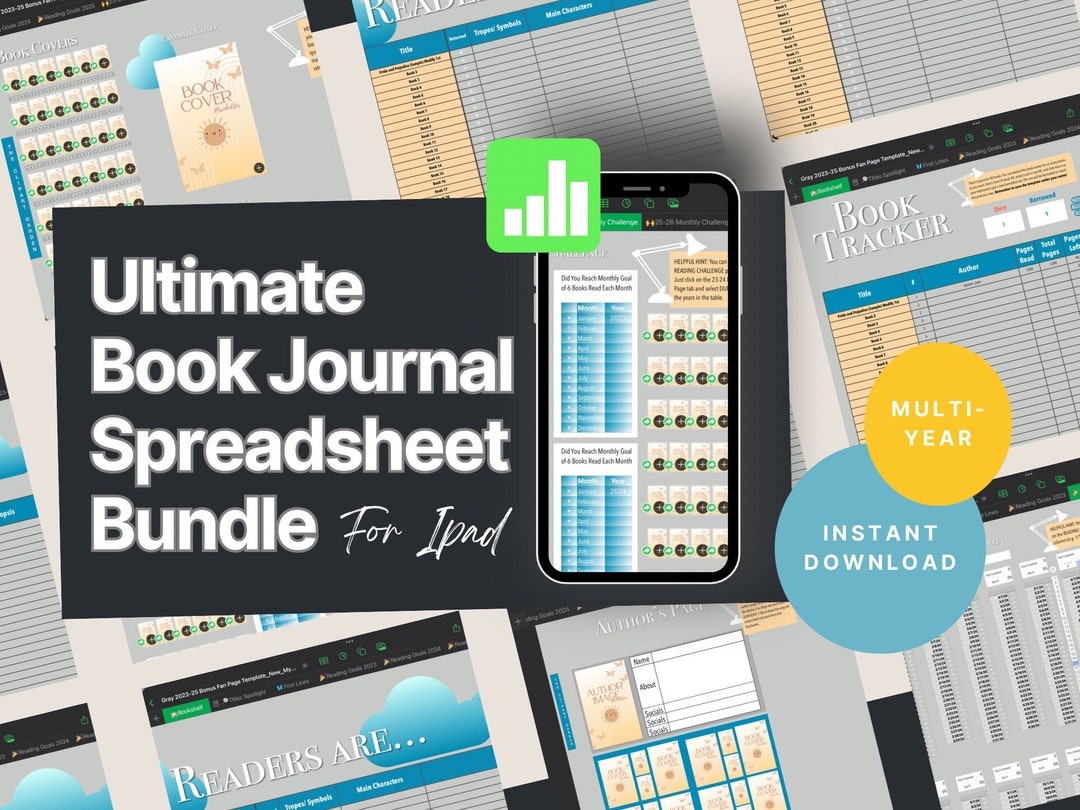 Apple Numbers Book Journal Reading Tracker Spreadsheet Digital Download ...