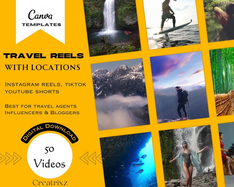 50 Canva Instagram Travel Reels Templates for Travel Agents Editable ...