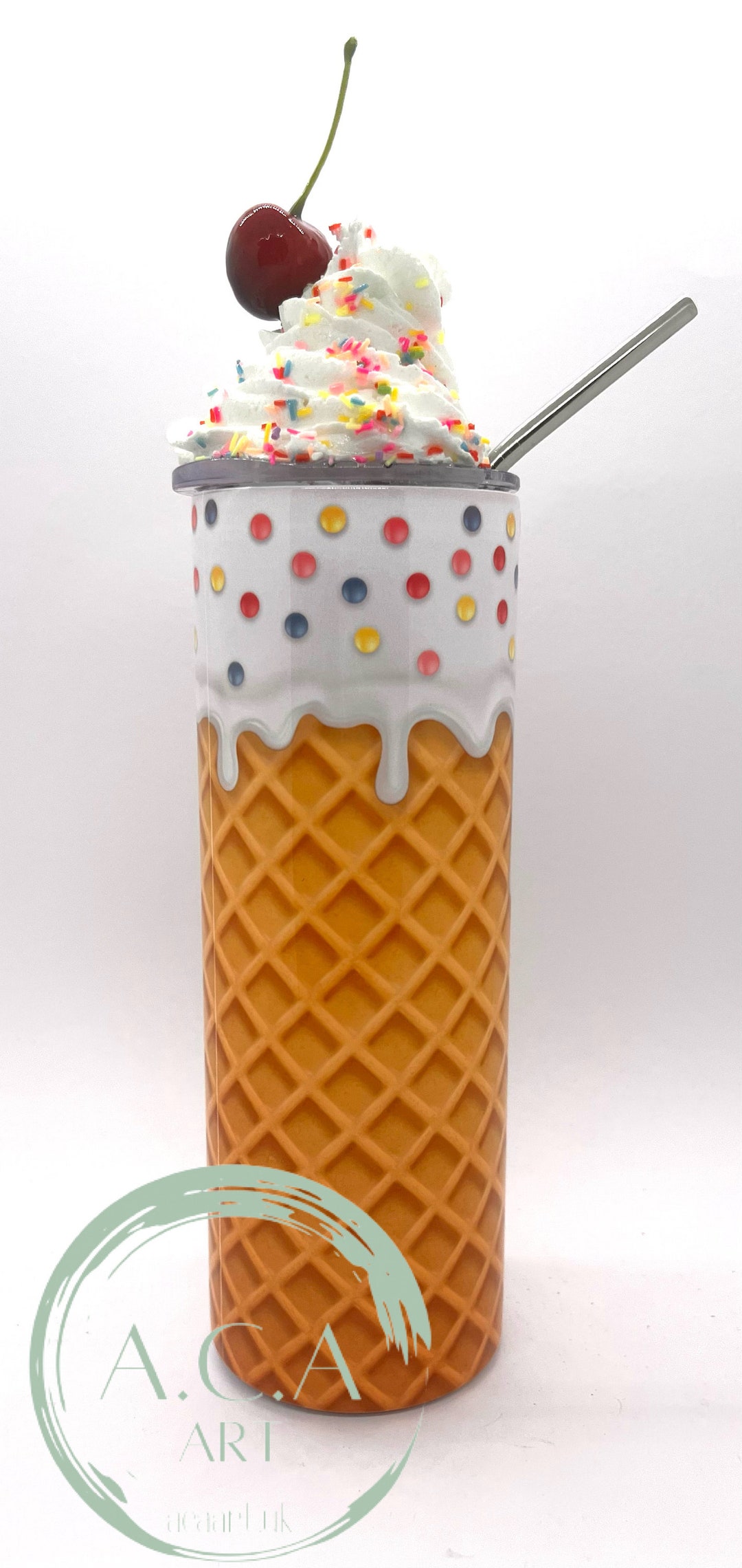 20oz Skinny Tumbler Ice Cream Cone - Etsy