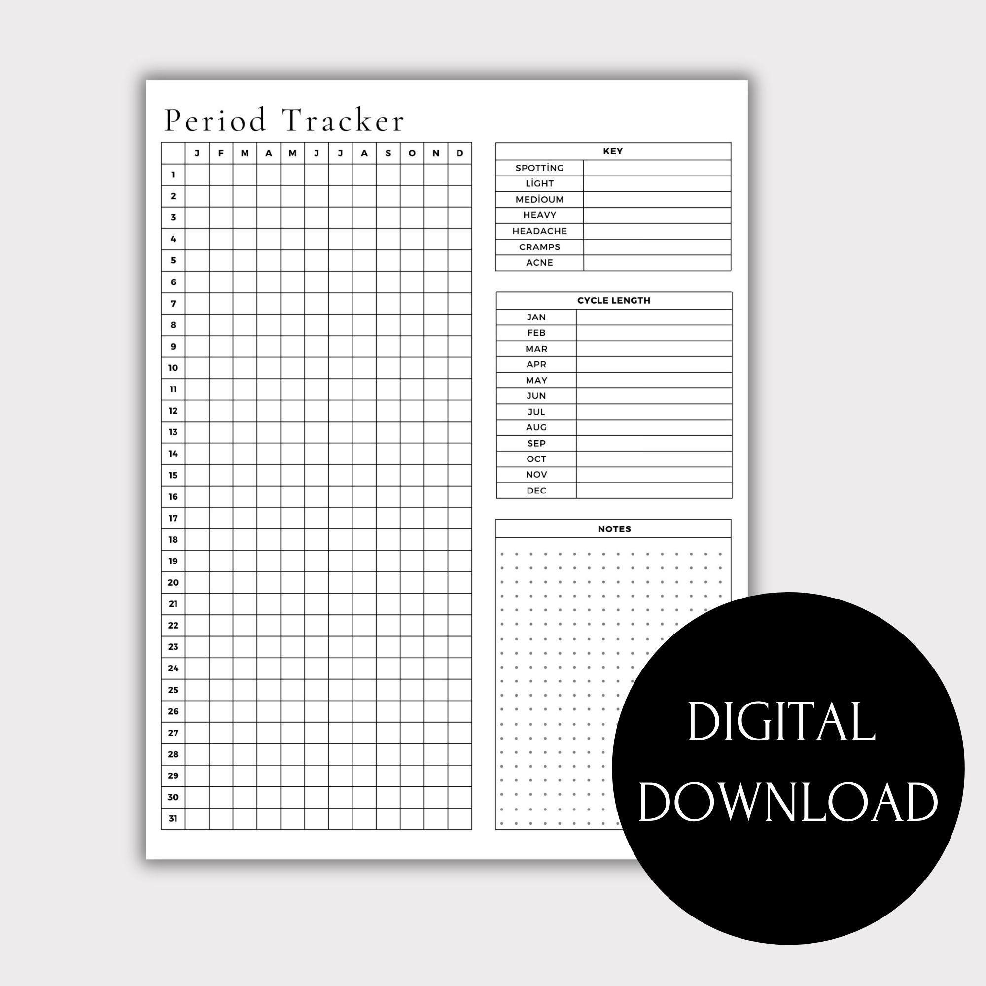 Printable Period Tracker symptom Tracker period Journal - Etsy