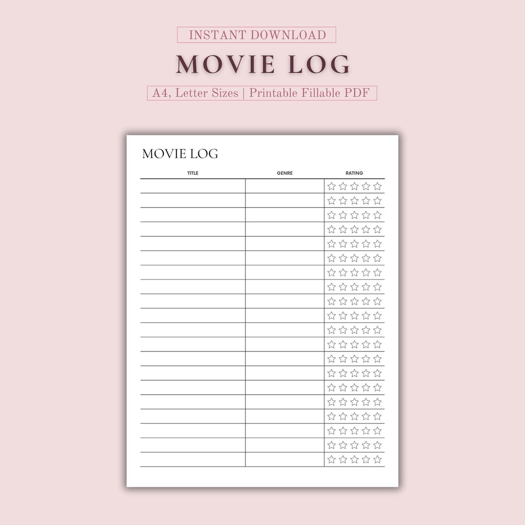 Movie Tracker Printable, Movies to Watch, Movie Log, Movie Tracker ...