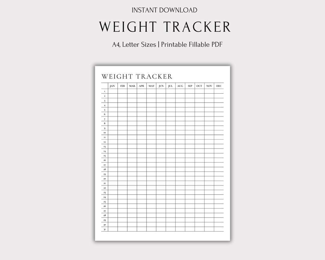 Weight Loss Tracker Printable Daily Weight Loss Tracker - Etsy