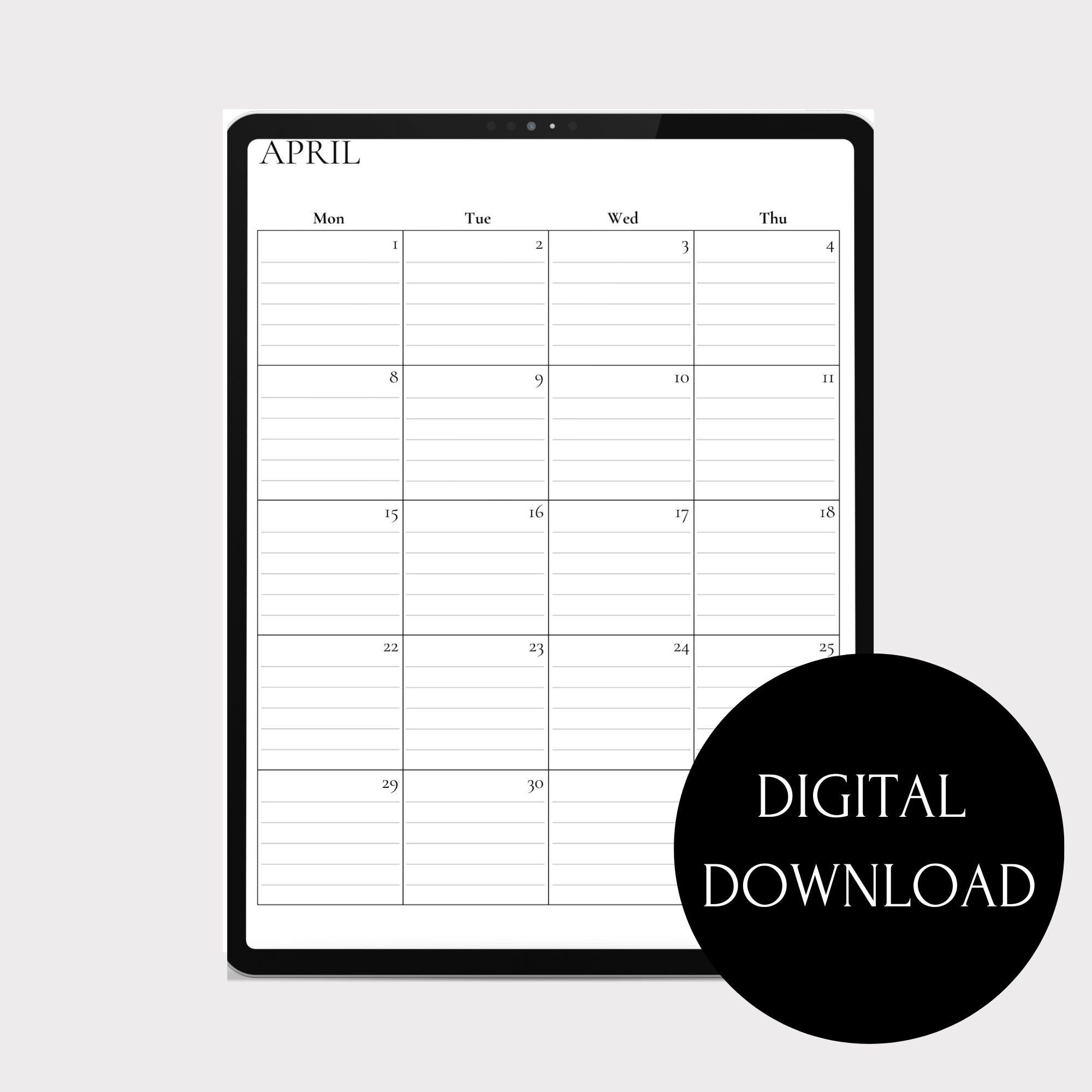 2024 Monthly Lined Planner Printable Dated Month on 2 Pages - Etsy