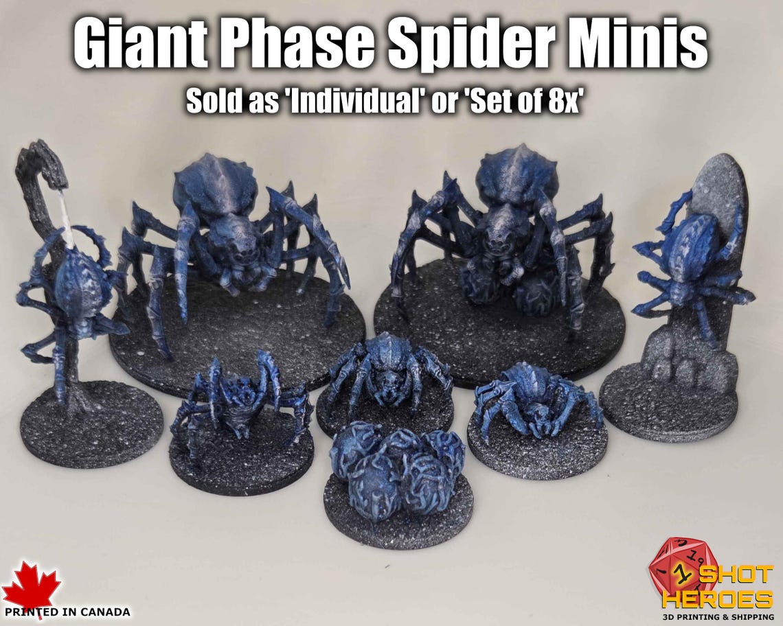 Giant Phase Spider Miniatures: 3D Resin Printed D&D TTRPG Set - Etsy