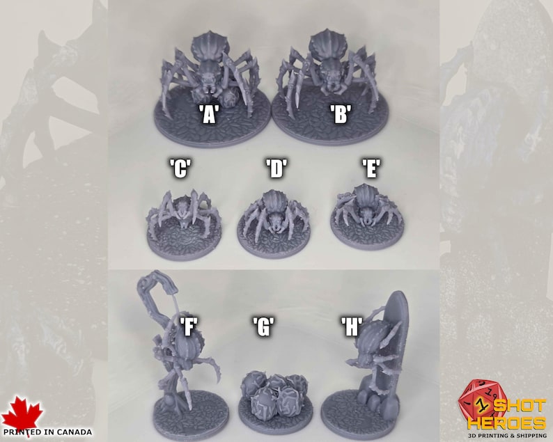 Giant Phase Spider Miniatures: 3D Resin Printed D&D TTRPG Set - Etsy