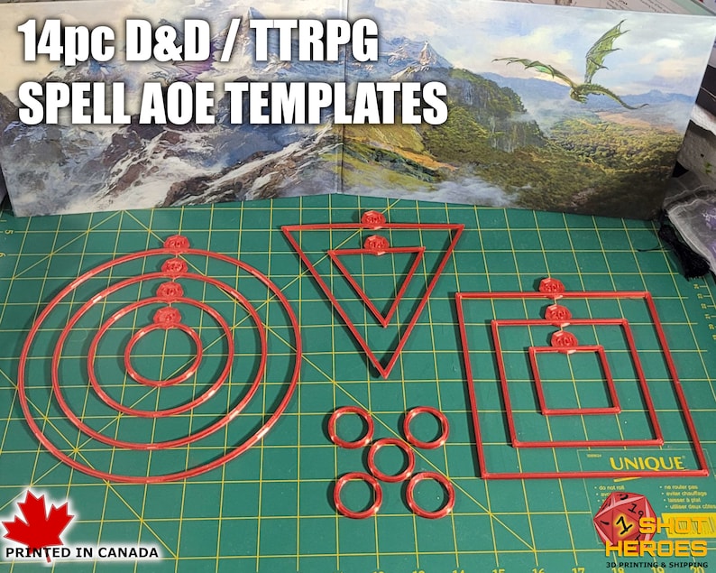 14pc D&D Spell AOE Templates and Status Effect Markers (area of Effect ...