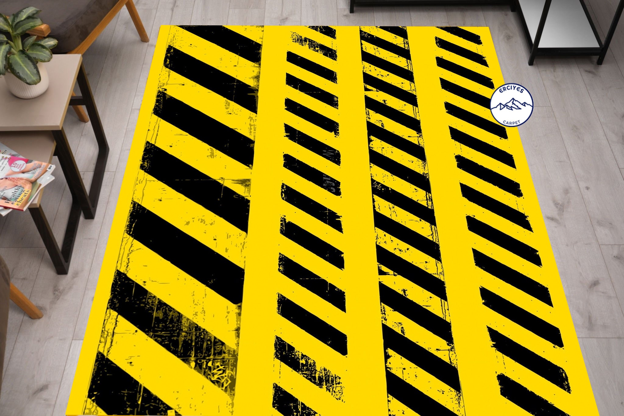 Floor Paint Rug Warning Sign Rug Yellow Rug Style Rug - Etsy