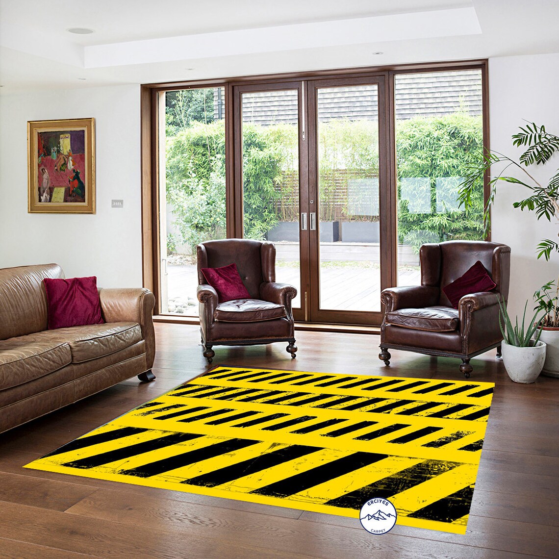 Floor Paint Rug Warning Sign Rug Yellow Rug Style Rug - Etsy