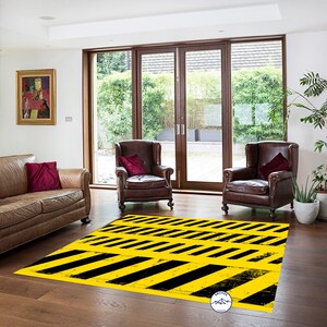 Floor Paint Rug, Warning Sign Rug, Yellow Rug, Style Rug, Digital Rug ...