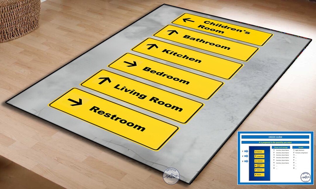 Entree Rug, Direction Sign Rug, Entrance Rug, Entry Rug, Special Order ...