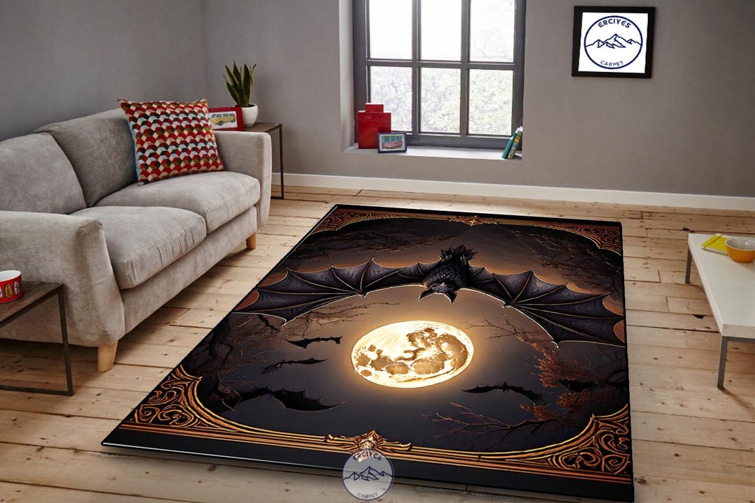 Gothic Moon Bat Rug: Dark Academia Vampire Room Decor - Etsy
