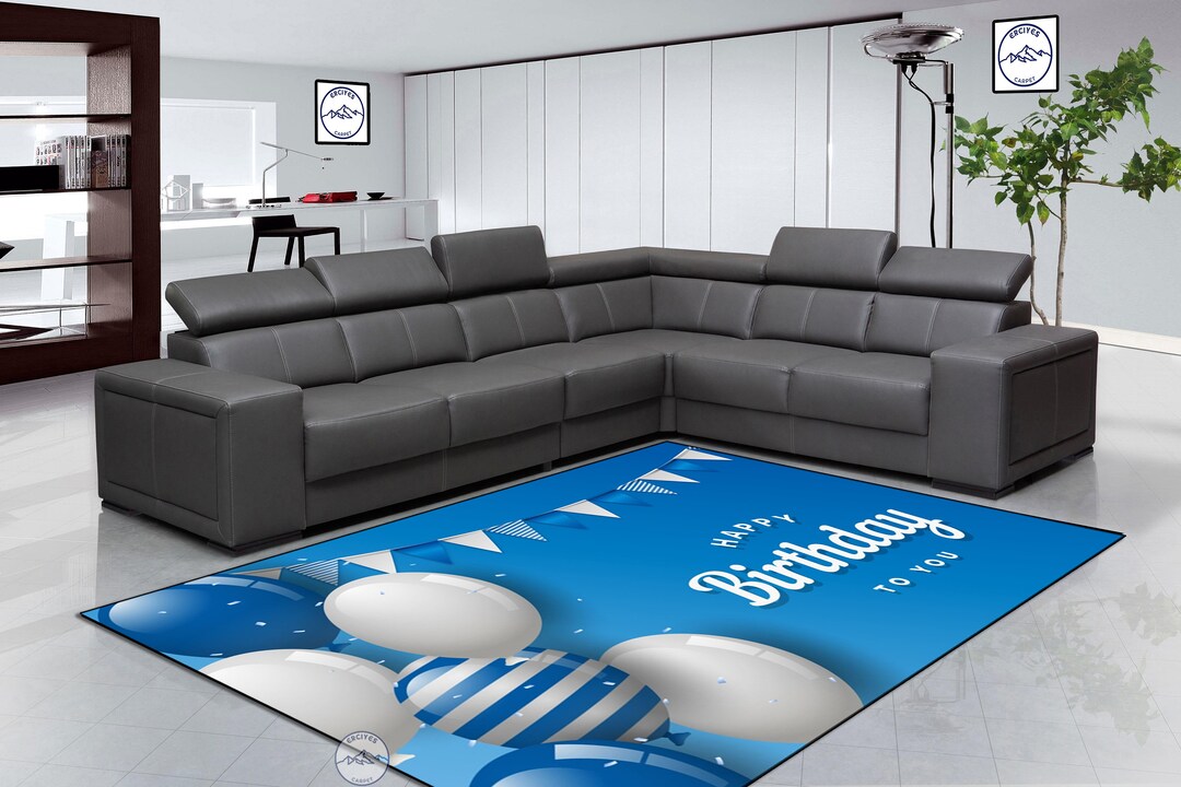 Happy Birthday Rug, Happy Birthday to You Rug, Holiday Rug, Blue Rug ...