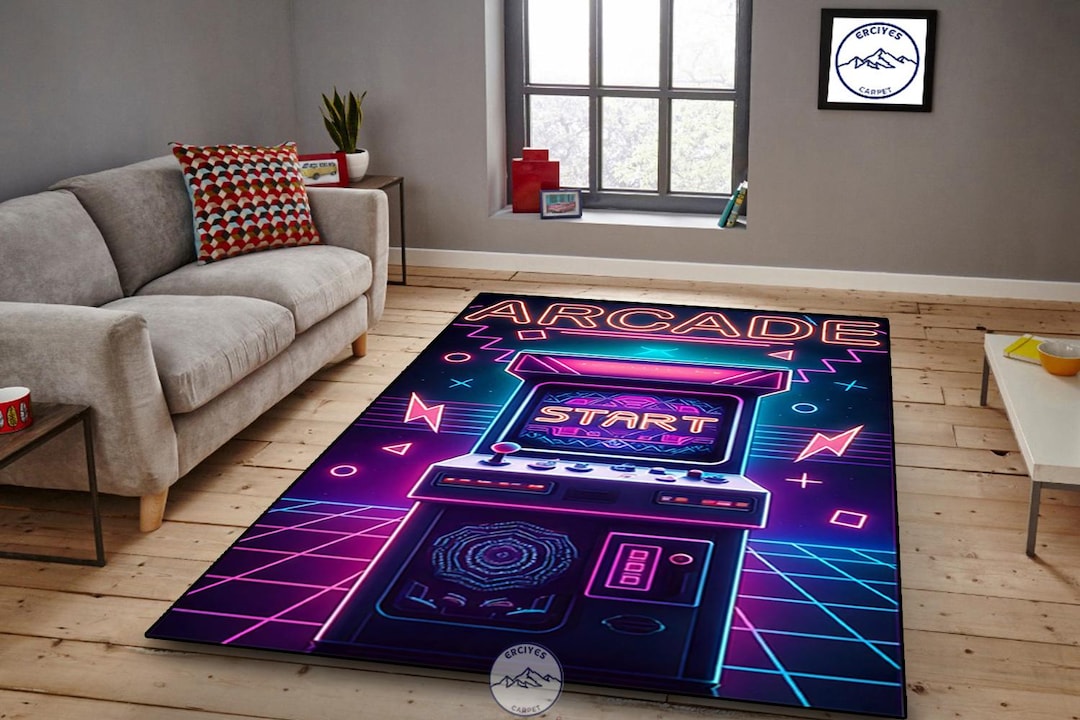 Arcade Machine Gamer Rug, Retro Gaming Floor Mat, Video Game Room ...