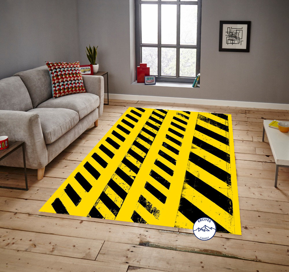 Floor Paint Rug Warning Sign Rug Yellow Rug Style Rug - Etsy