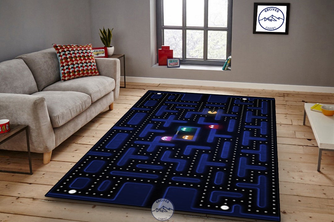 Retro Pc Game Rug, Pacman Rug, Style Rug, Gift Rug, Digital Rug, Room ...
