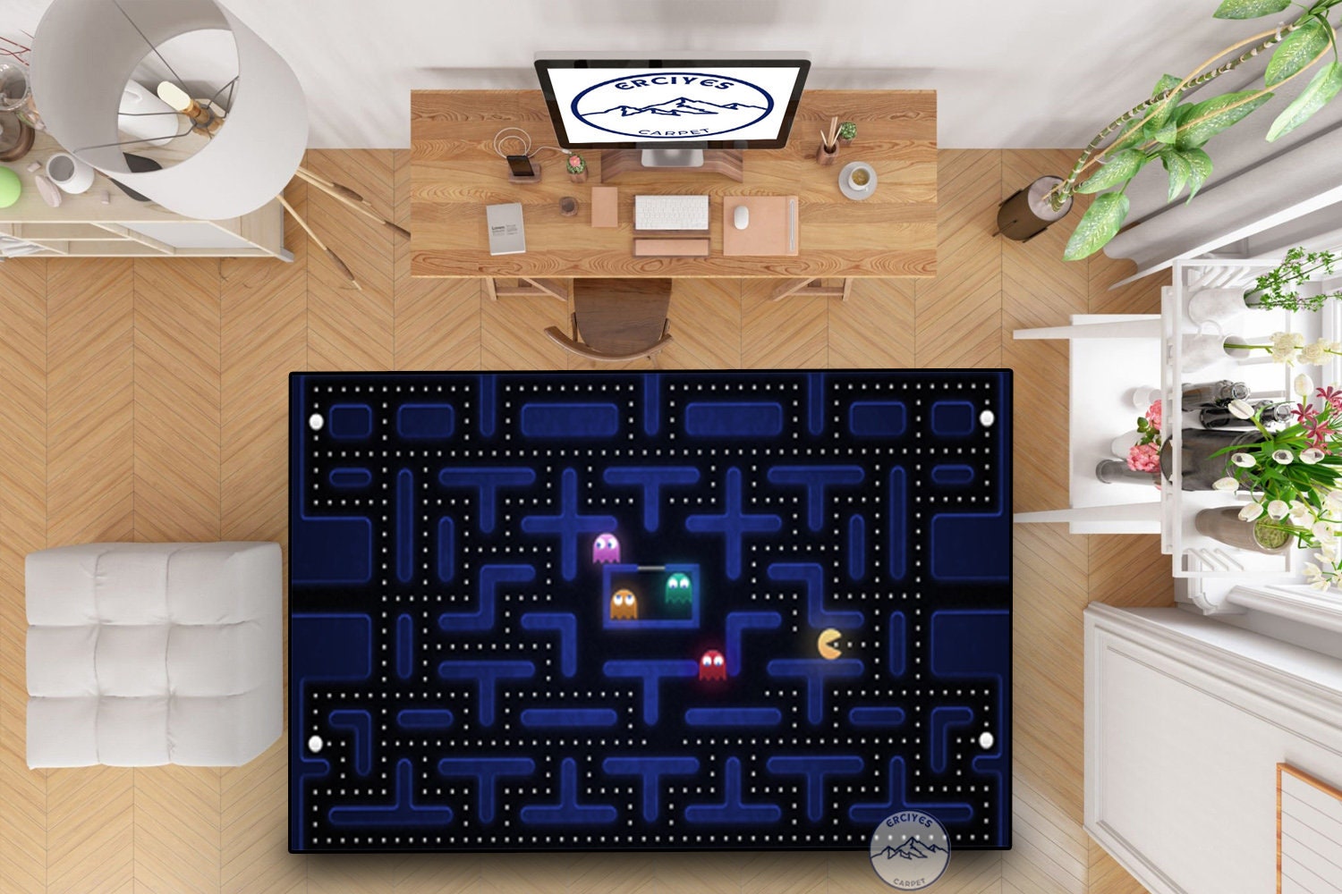 Retro Pc Game Rug, Pacman Rug, Style Rug, Gift Rug, Digital Rug, Room ...