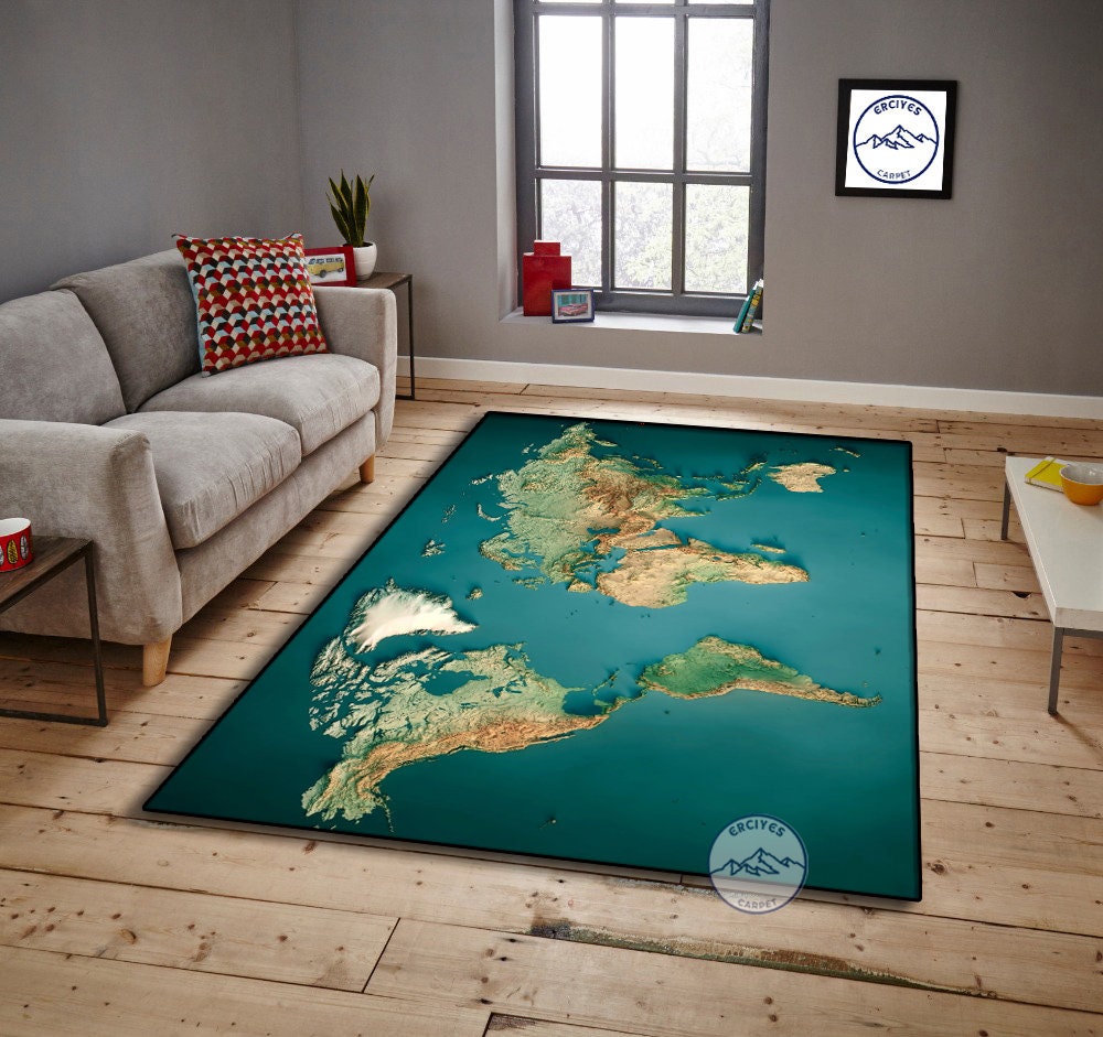 World Map Rug, World Rug, Map Rug, Art Rug, Style Rug, Digital Rug ...