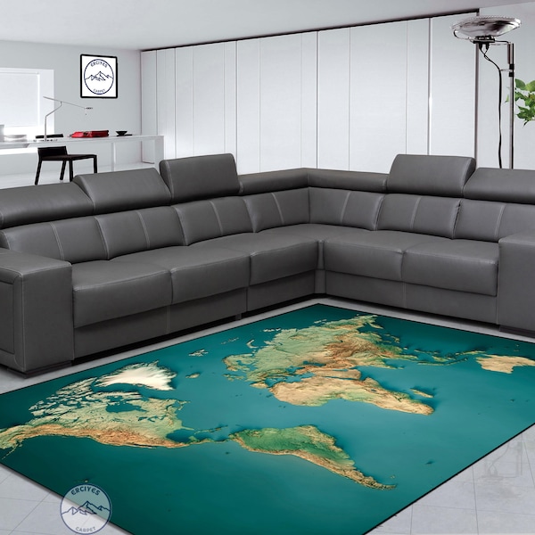 World Map Rug - Etsy