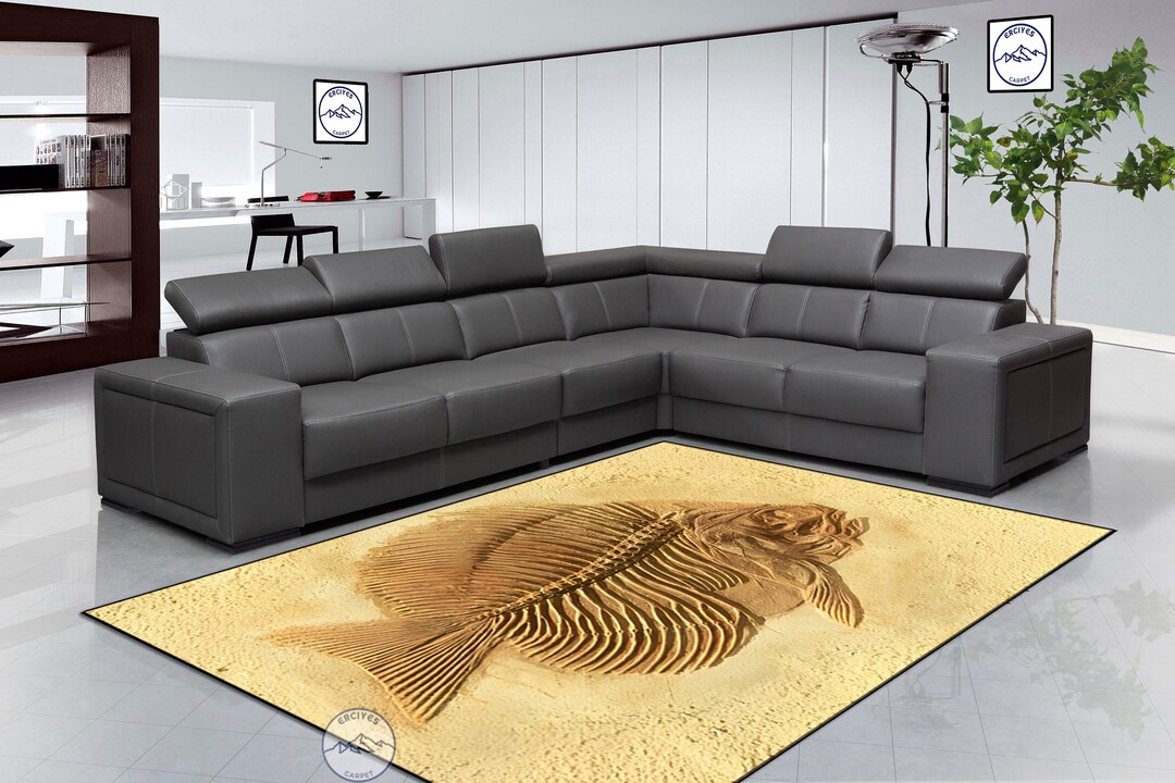 Fish Fossil Rug: Modern Archaeologist Style, Living Room Decor - Etsy