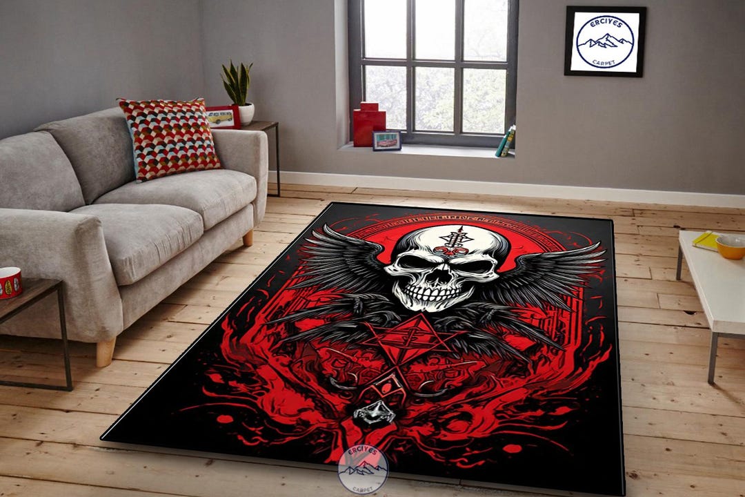 Memento Mori Skull Rug: Gothic Horror Satanic Carpet - Etsy