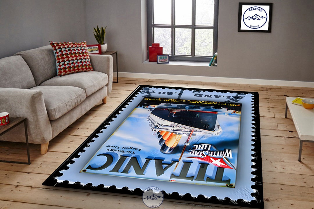 Titanic Postage Stamp Rug, Style Rug, Gift Rug, Digital Rug, Room Rug ...