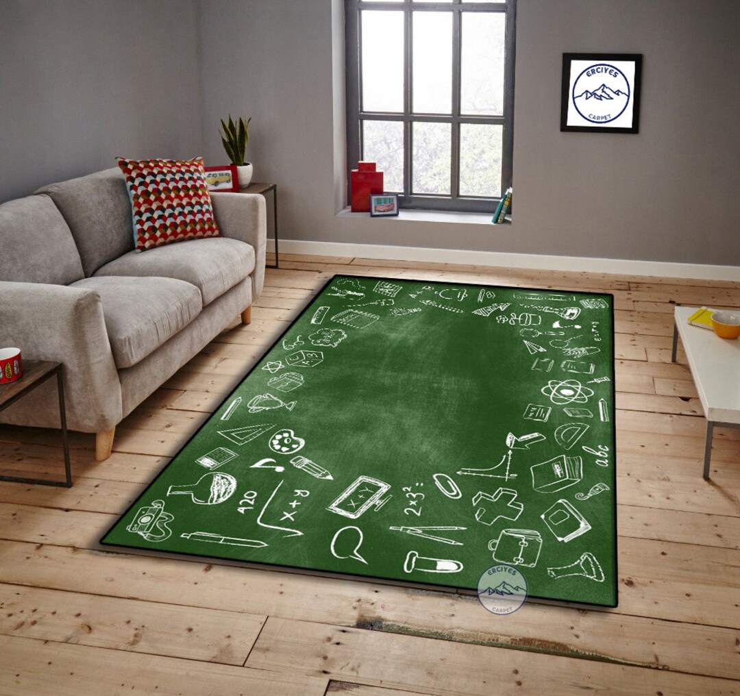 Green Chalkboard Rug: Back to School Classroom Decor - Etsy