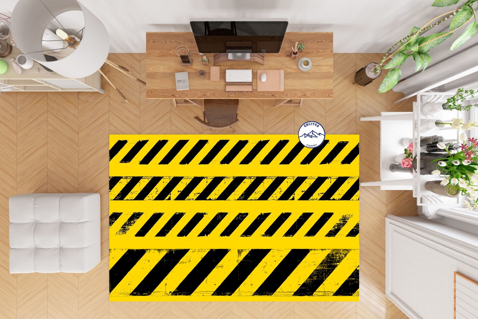 Floor Paint Rug Warning Sign Rug Yellow Rug Style Rug - Etsy